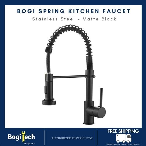 [Bogi] Spring Pull Out Kitchen Faucet Stainless Steel Dual Spray ...