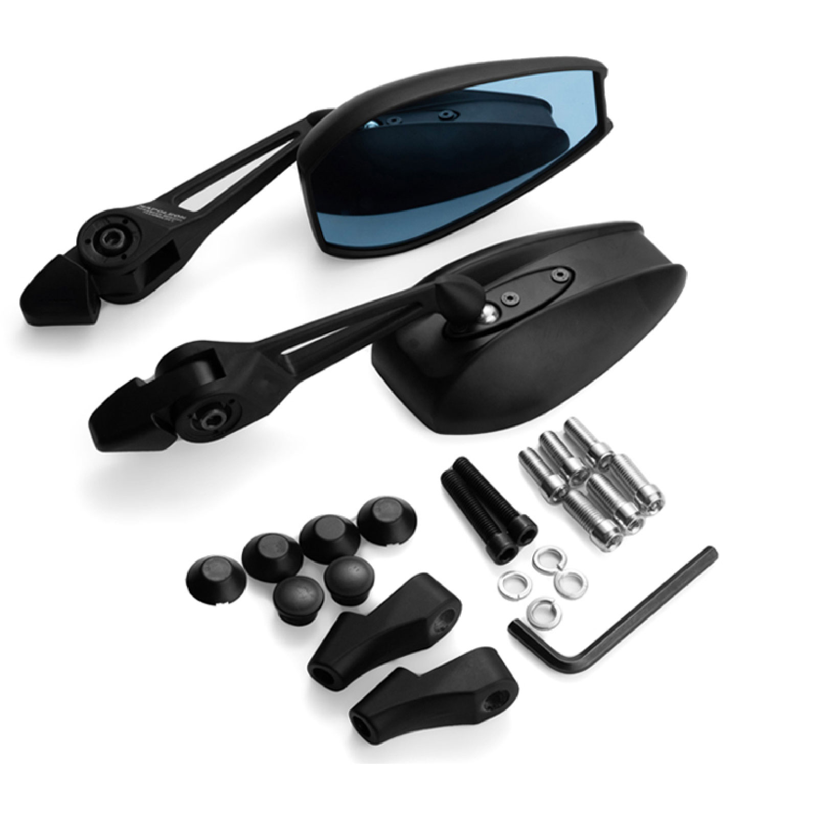 Motorcycle MHR Side Mirror Adjustable Blue Lens Universal Made IN ...
