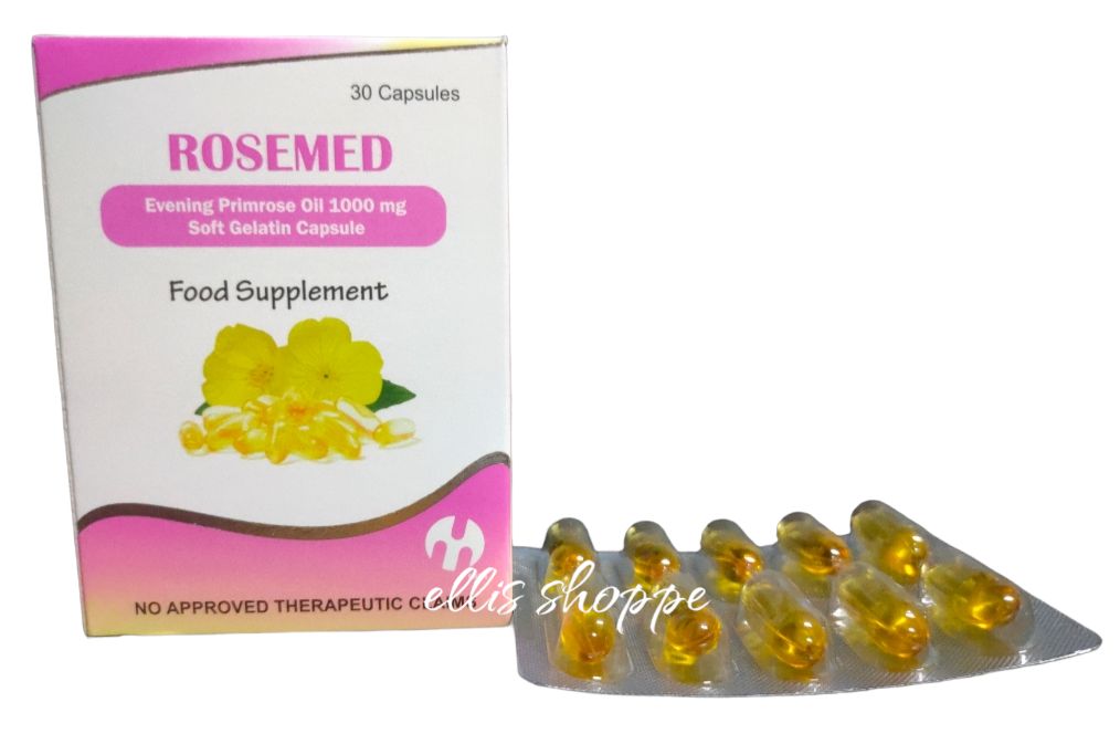 ROSEMED Evening Primrose Oil 1000mg Food Supplement 30 Softgel Capsules ...