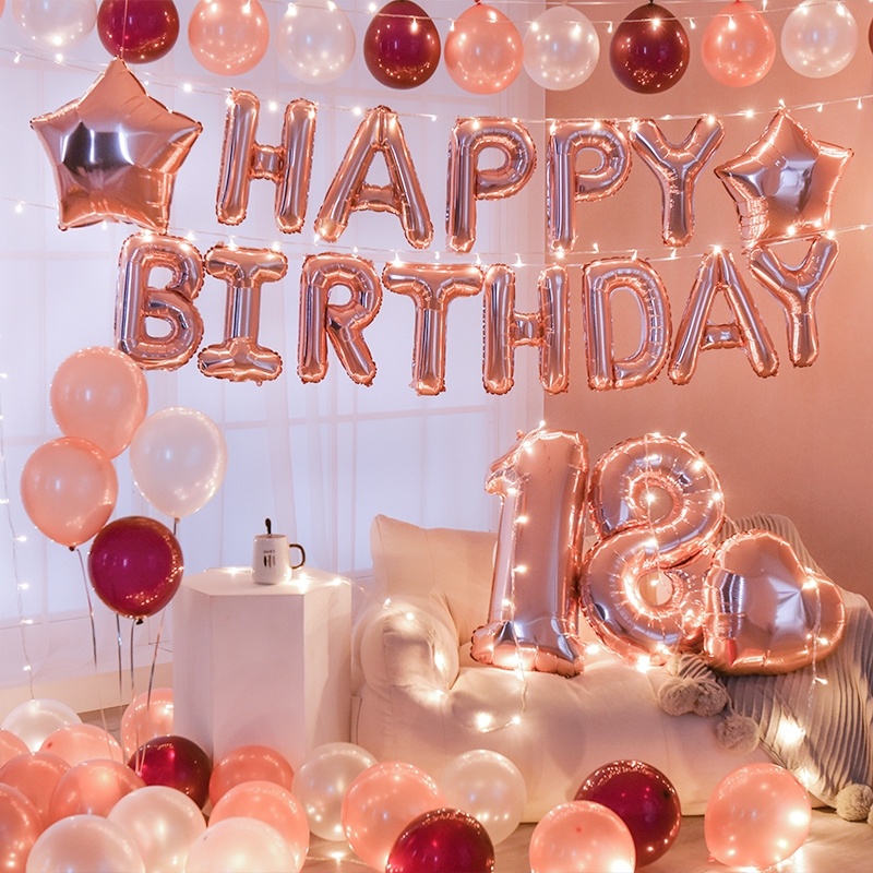 D137 Happy 18th Birthday Decorations Package Pink Purple Rose Gold ...