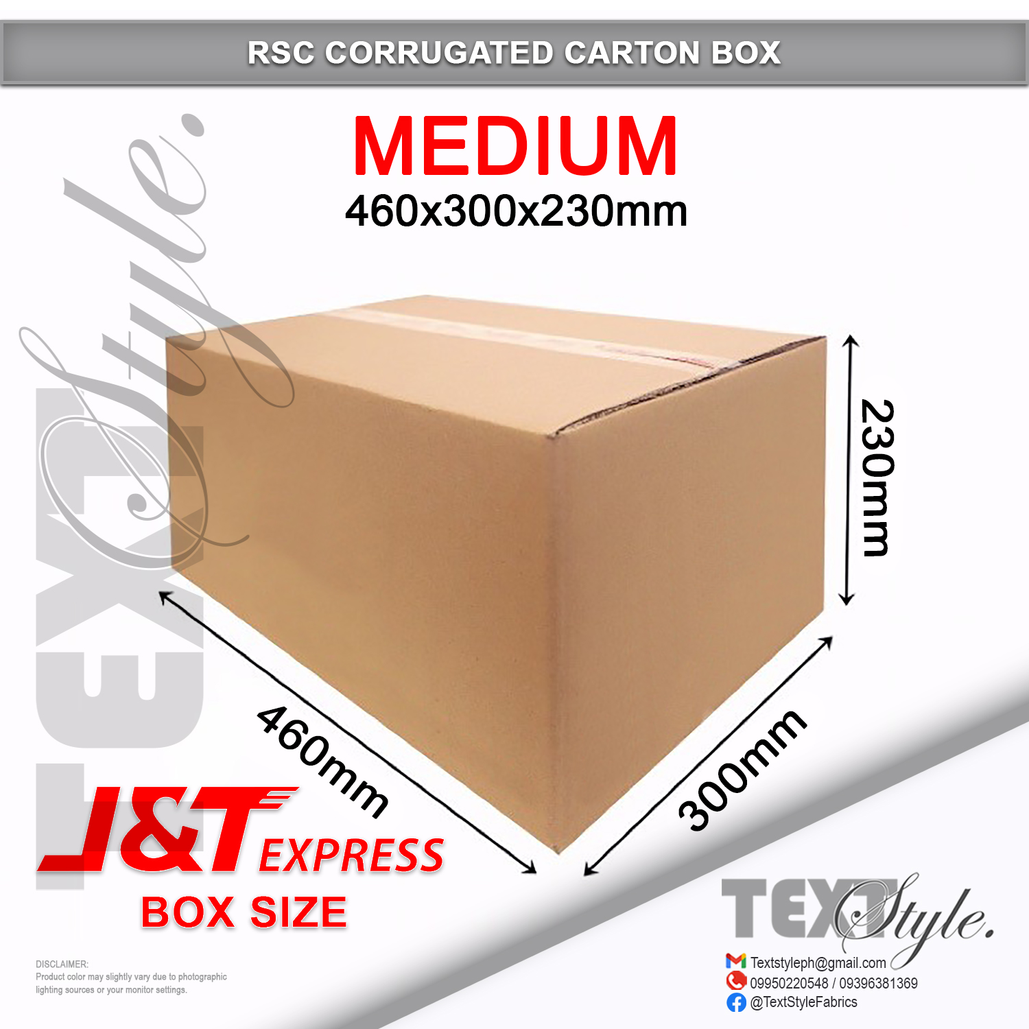 Textstyle J&T Size Corrugated Box Medium (46x30x23CM) - Sold Per Piece ...
