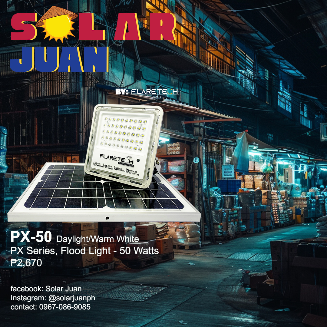 FLARETECH SOLAR FLOOD LIGHT PX SERIES 50W WARM WHITE | Lazada PH