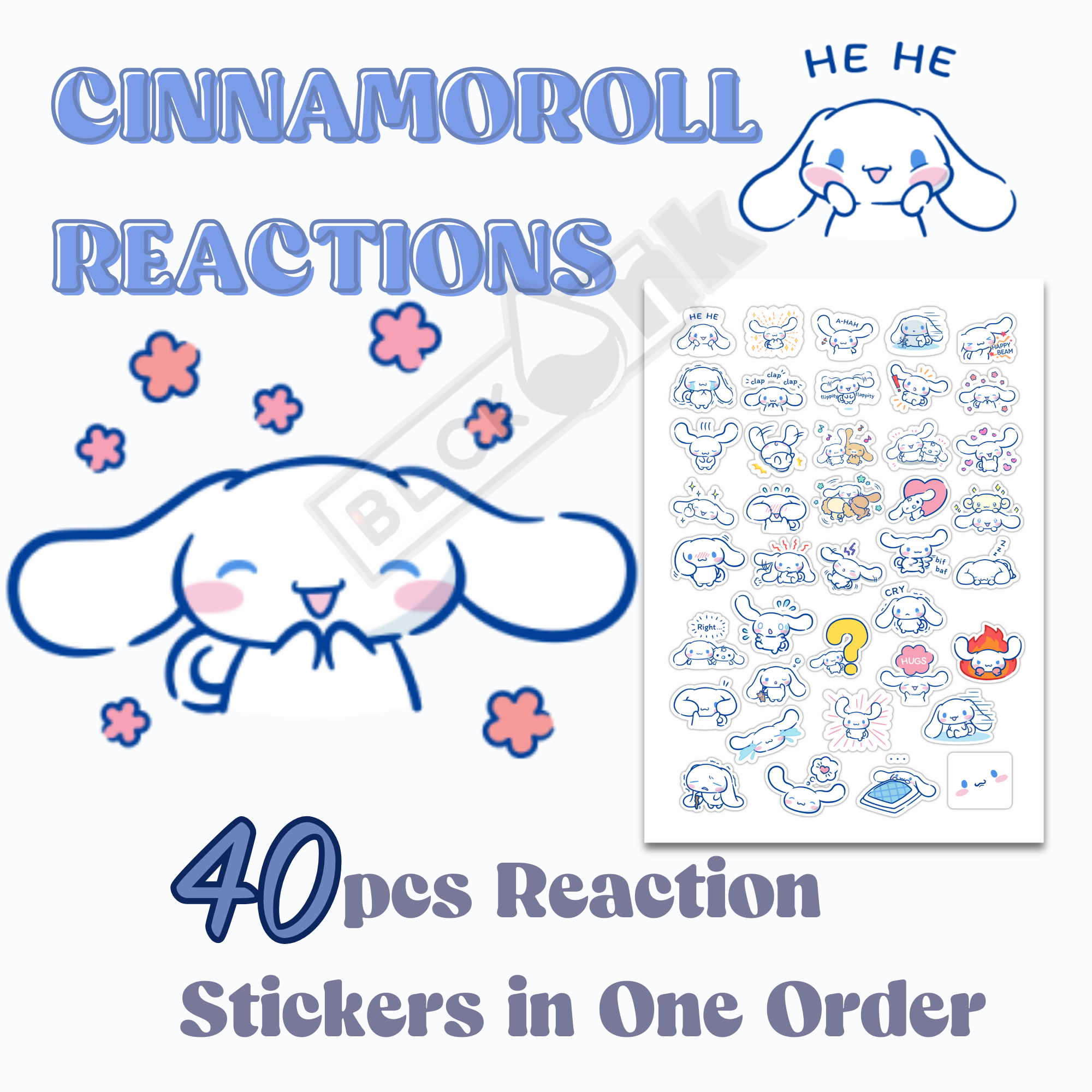 Cinnamoroll sticker 40 pcs different reactions for scrapbooking | Lazada PH