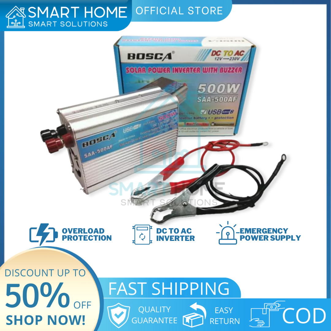 Smart Home Bosca SAA-500AF 500W 12V DC to 220-230V AC Car Home Solar ...