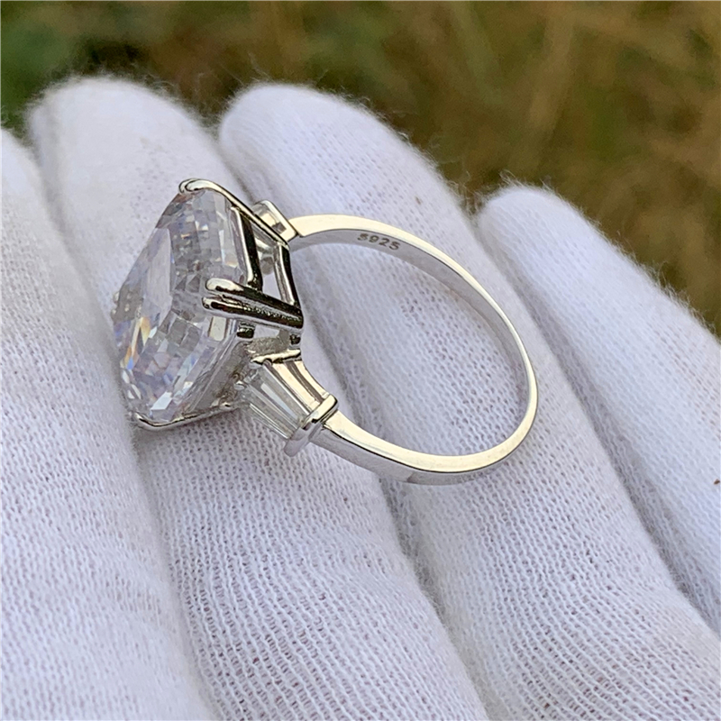 Uenjoyment Luxury Promise Ring Emerld cut 8ct AAAAA cz 925 Sterling ...