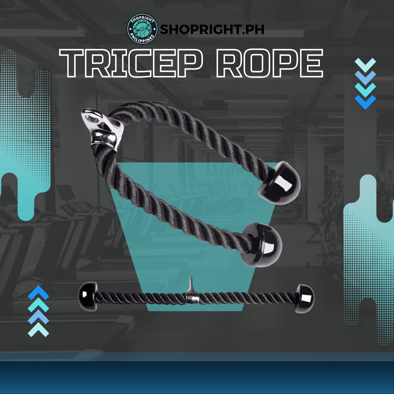 Tricep Rope Pull Down – 27-inch Rope Length, Easy to Grip & Non Slip ...