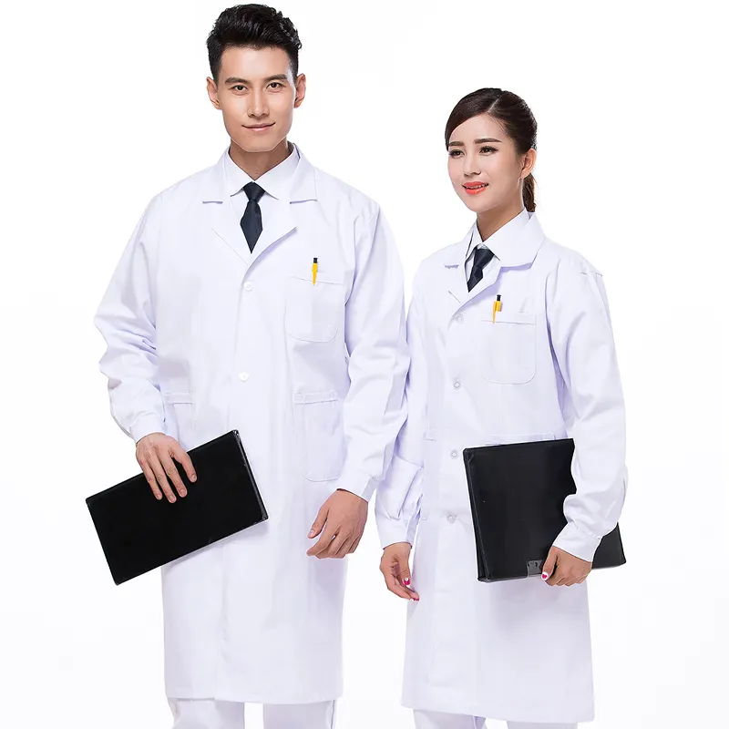 [Fast delivery]Unisex Long sleeve White coat lab coat laboratory ...