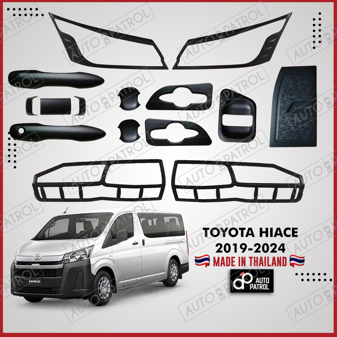 Toyota Hiace 2019-2024 Combo Set Garnish Matte Black V2 | Lazada PH