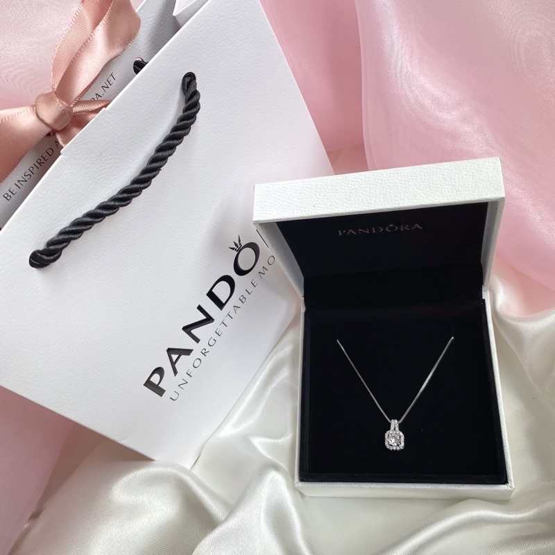 Sparkling Square// Elevated Heart// Round Halo Necklace Pandora ...