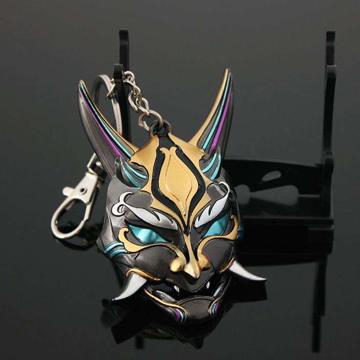 Genshin Impact Yasha Xiao Mask 8cm Luminous Oni Alloy Key Chain ...
