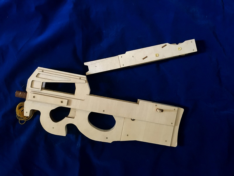 P90 wooden rubber band gun for cartridge holder wooden toy model gun ...