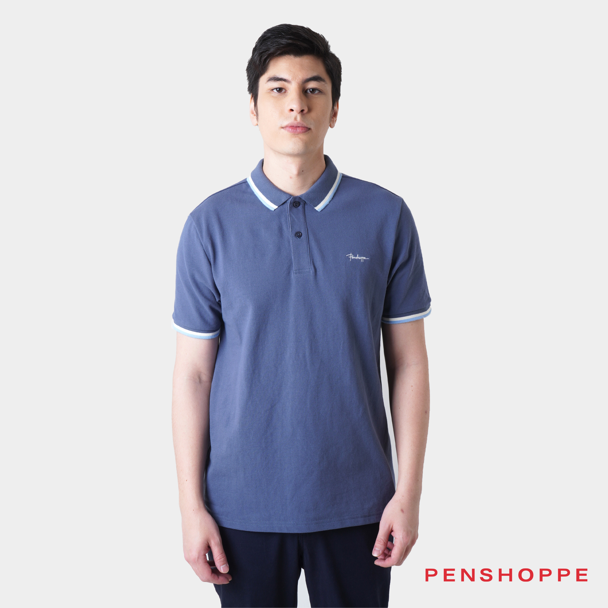 Penshoppe Relaxed Polo With Penshoppe Scribble And Collar Tipping For ...