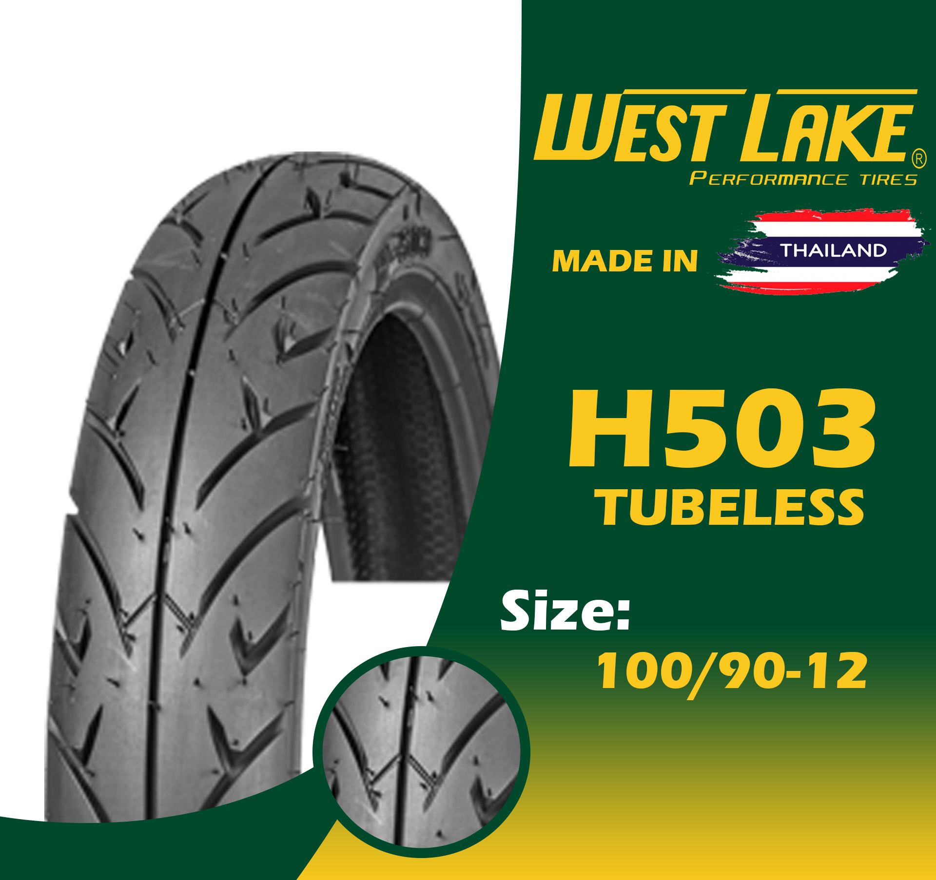 Westlake 100/90-12 TUBELESS H503 THAILAND MOTORCYCLE TIRE | Lazada PH