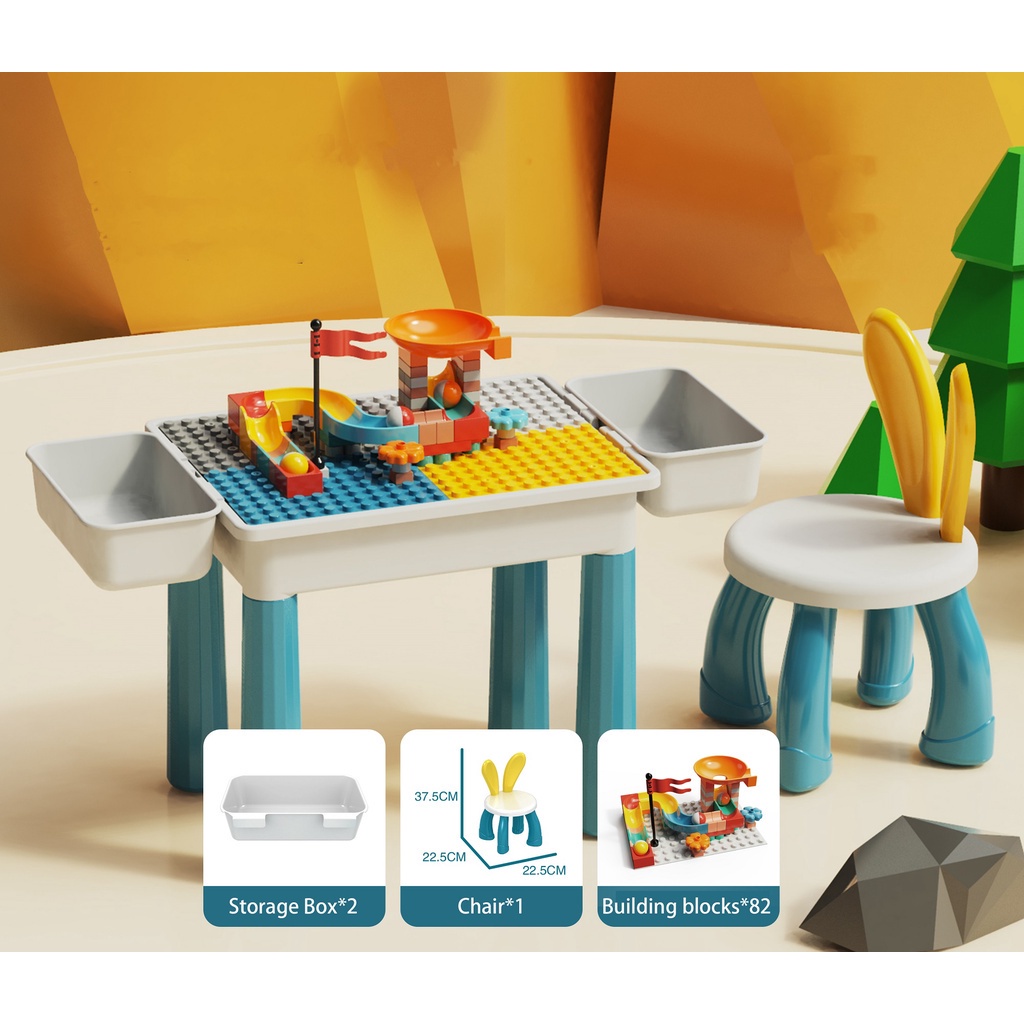 Big Building Blocks Table with Chair and Blocks Kids Table and Chair ...