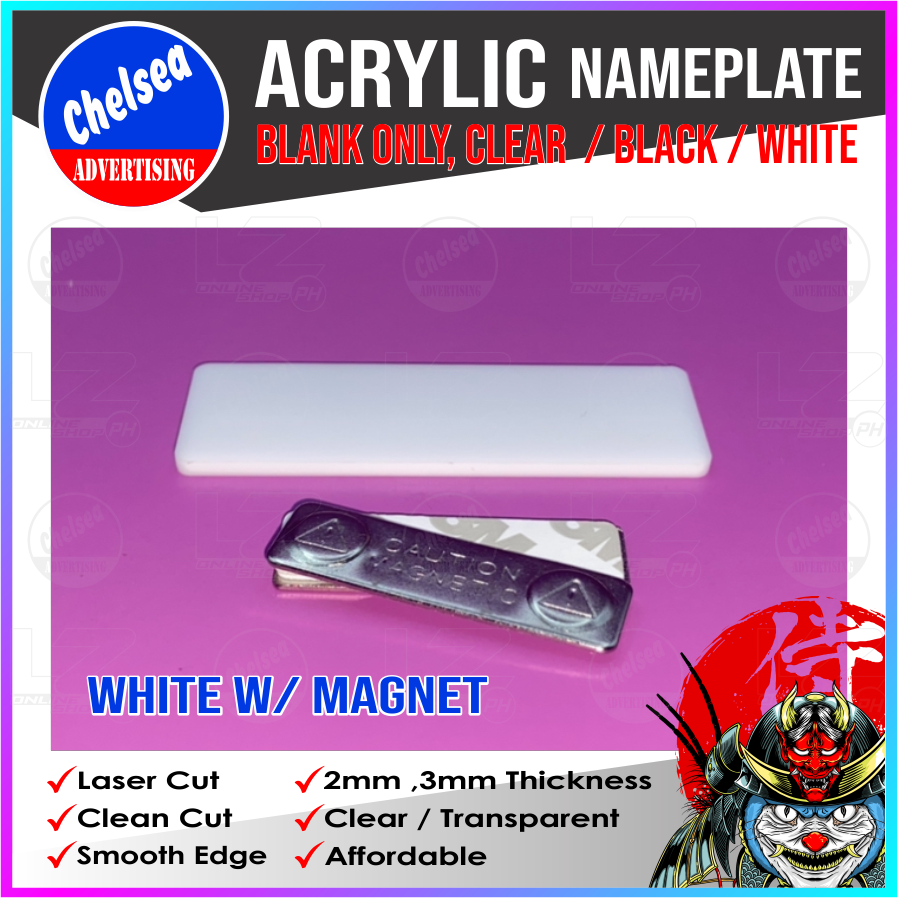 Nameplate Acrylic Clear Blank / Transparent, or White Name Tag, Badge ...