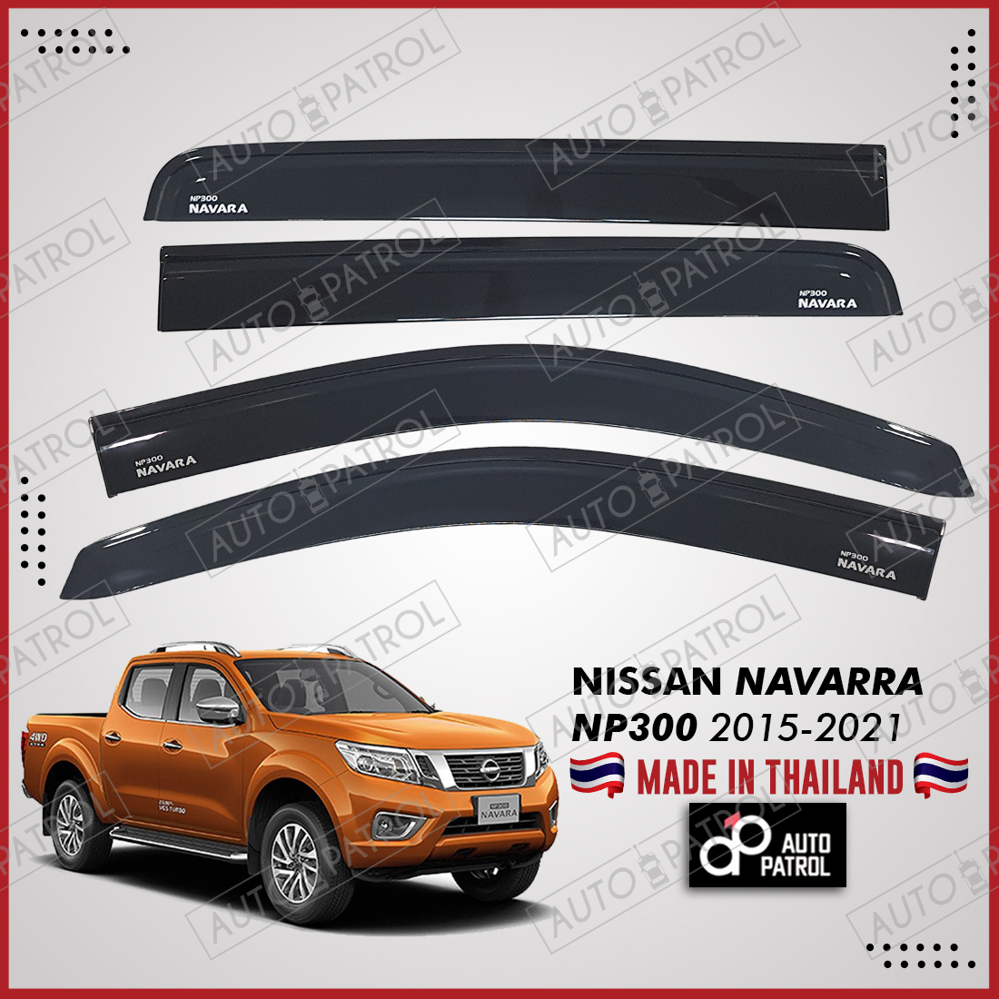 Nissan Navara NP300 2015-2021 Black Type Rain Guard Window Visor Made ...