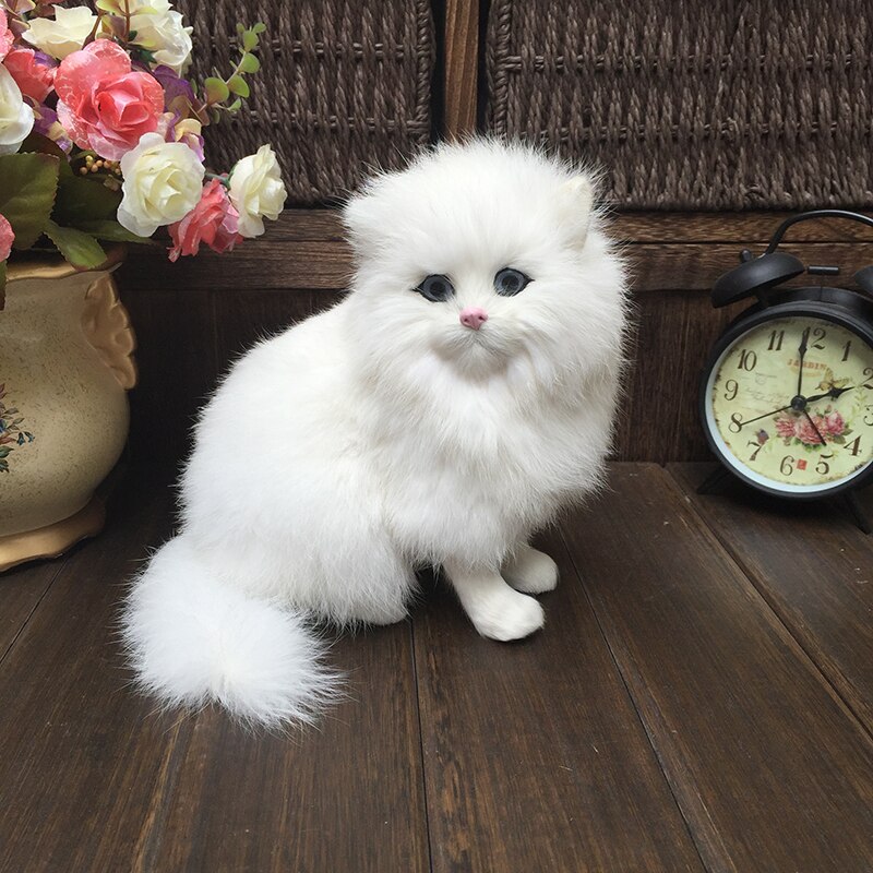 Realistic Plush Toy Simulation Cat Doll White Persian Cats Lifelike ...