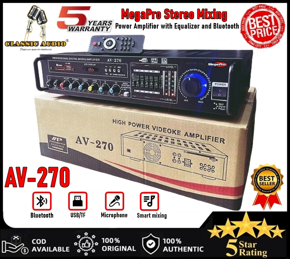 MegaPro AV-270 Stereo Mixing Power Amplifier Super Heavy Duty with ...