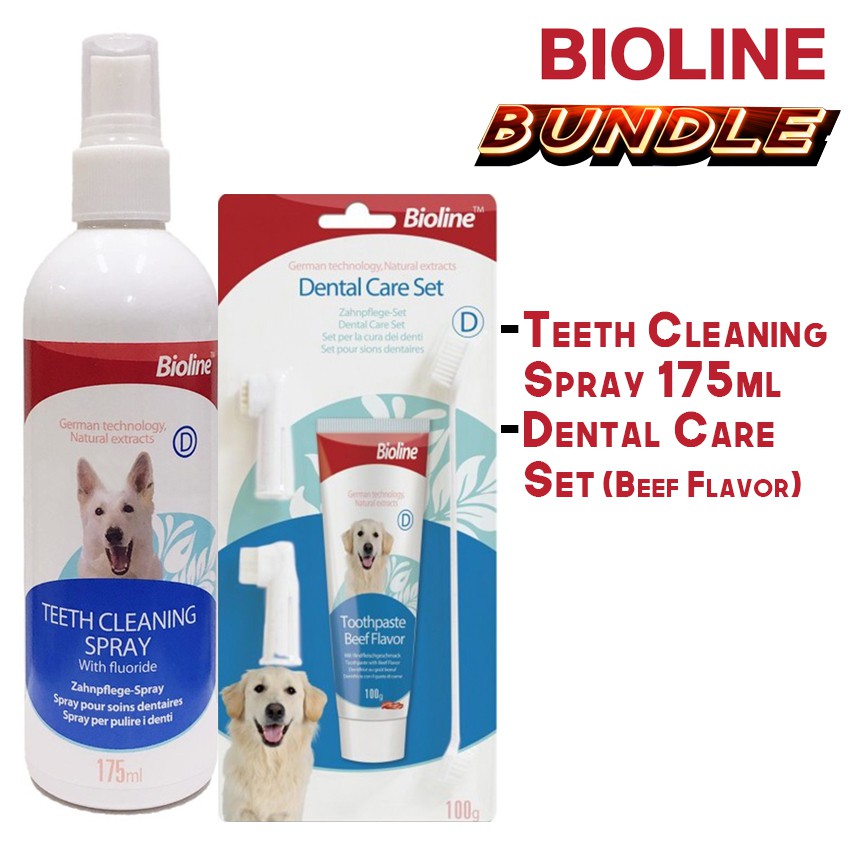 (BUNDLE) Bioline Dog Teeth Cleaning Spray 175ml WITH Bioline Dental ...