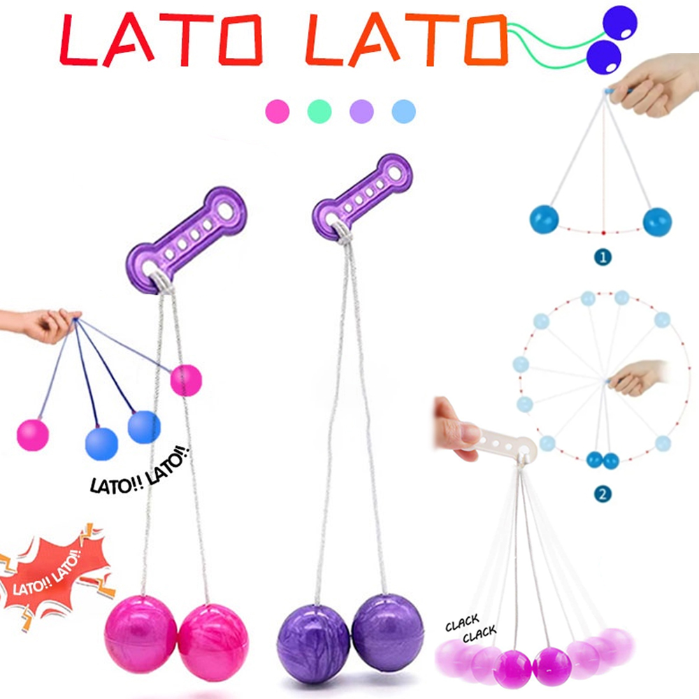 W&C Colorful Lato Lato Toys Clackers Ball Toy with Handle Funny Viral ...