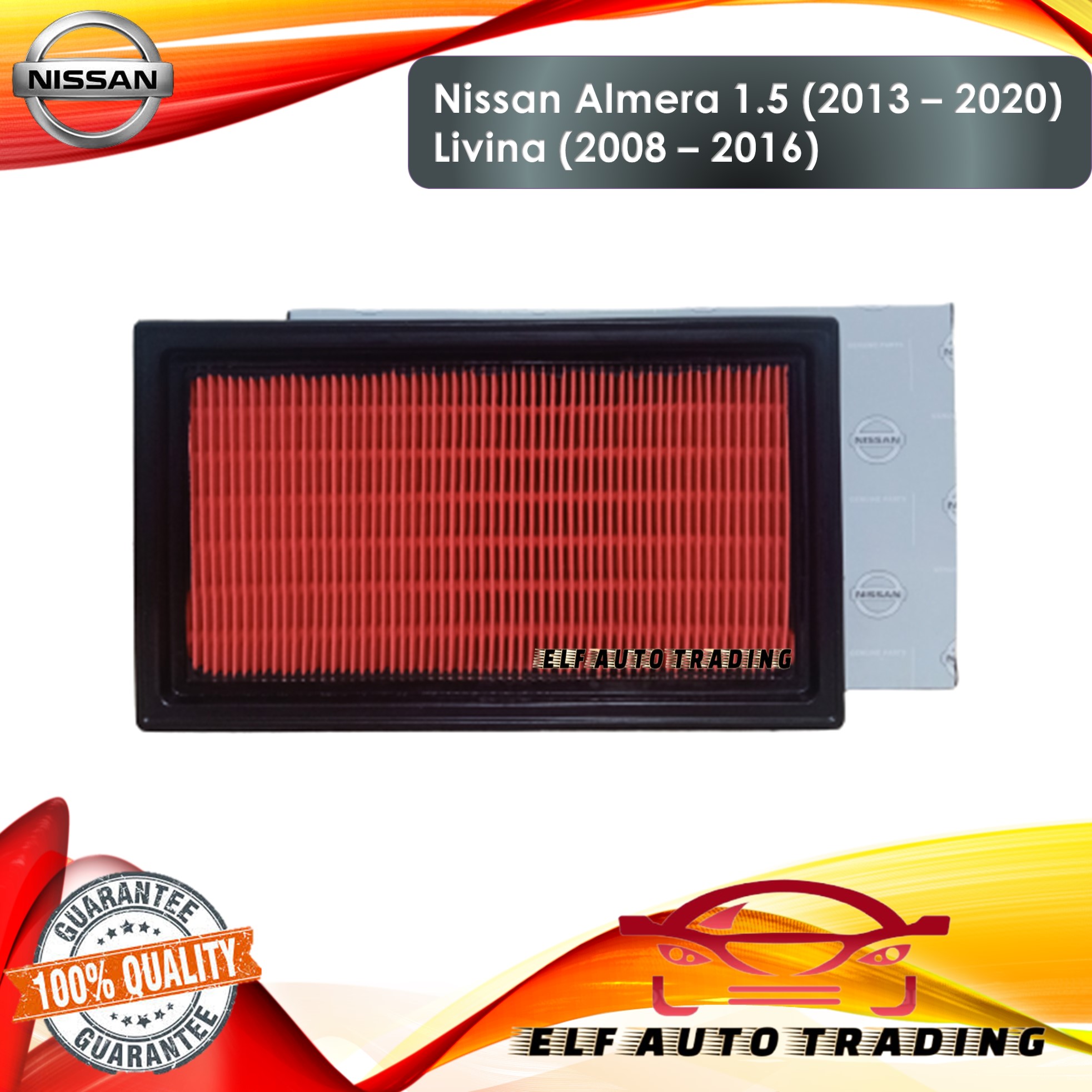Engine Air Filter for Nissan Almera 1.5 (2013 - 2020), Livina (2008 ...
