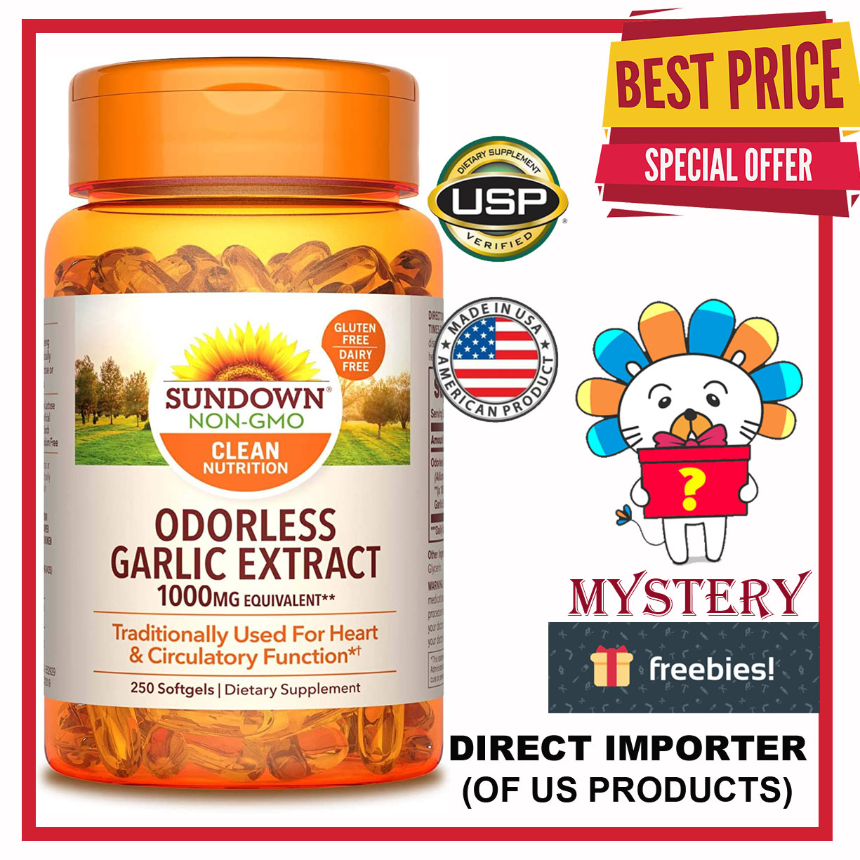 Sundown Naturals Odorless Garlic Extract 1000mg 250 Softgels | Lazada PH