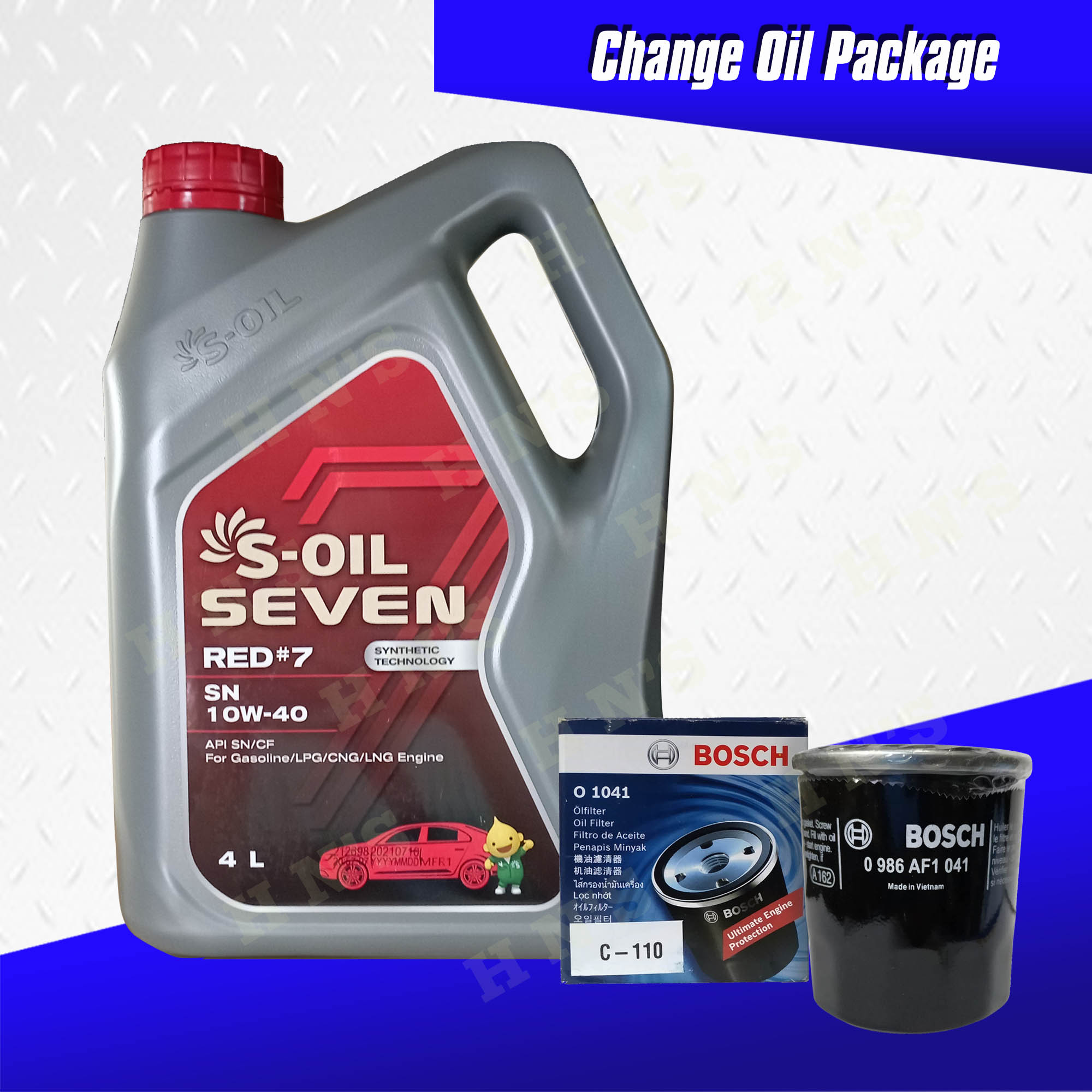 S-OIL Seven Red #7 SAE 10W-40 Oil Change Package for Toyota Vios / Rush / Altis / Corolla ...