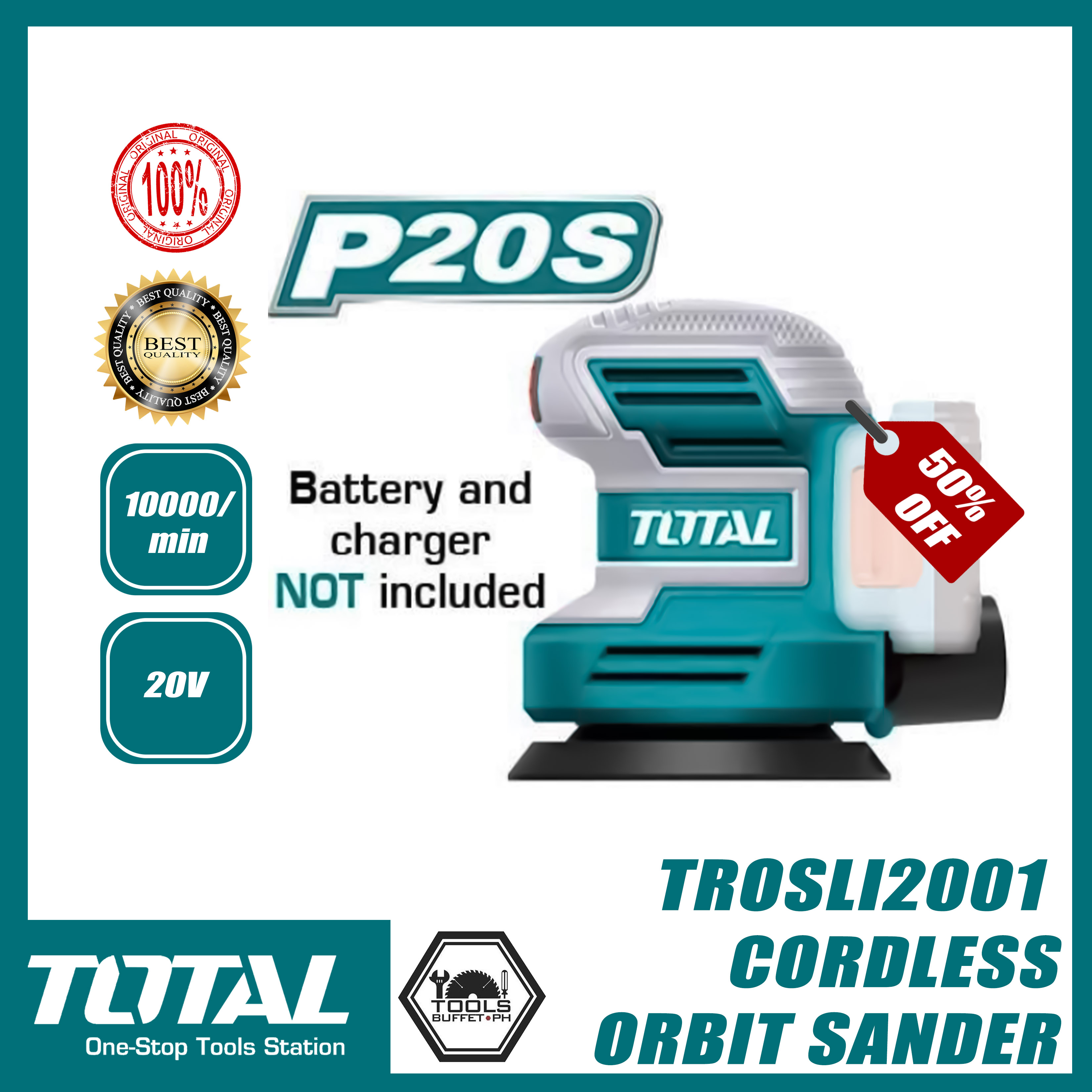 TOTAL TROSLI2001 CORDLESS ORBIT SANDER | Lazada PH