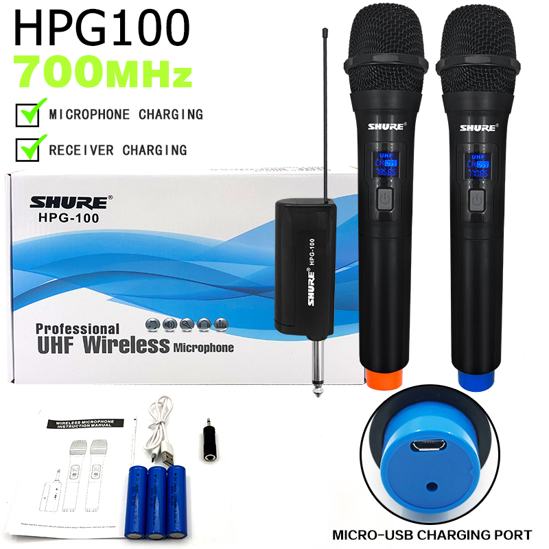 SHURE HPG-100 PGA-28 Wireless Microphone UHF Dual Handheld Microphone ...