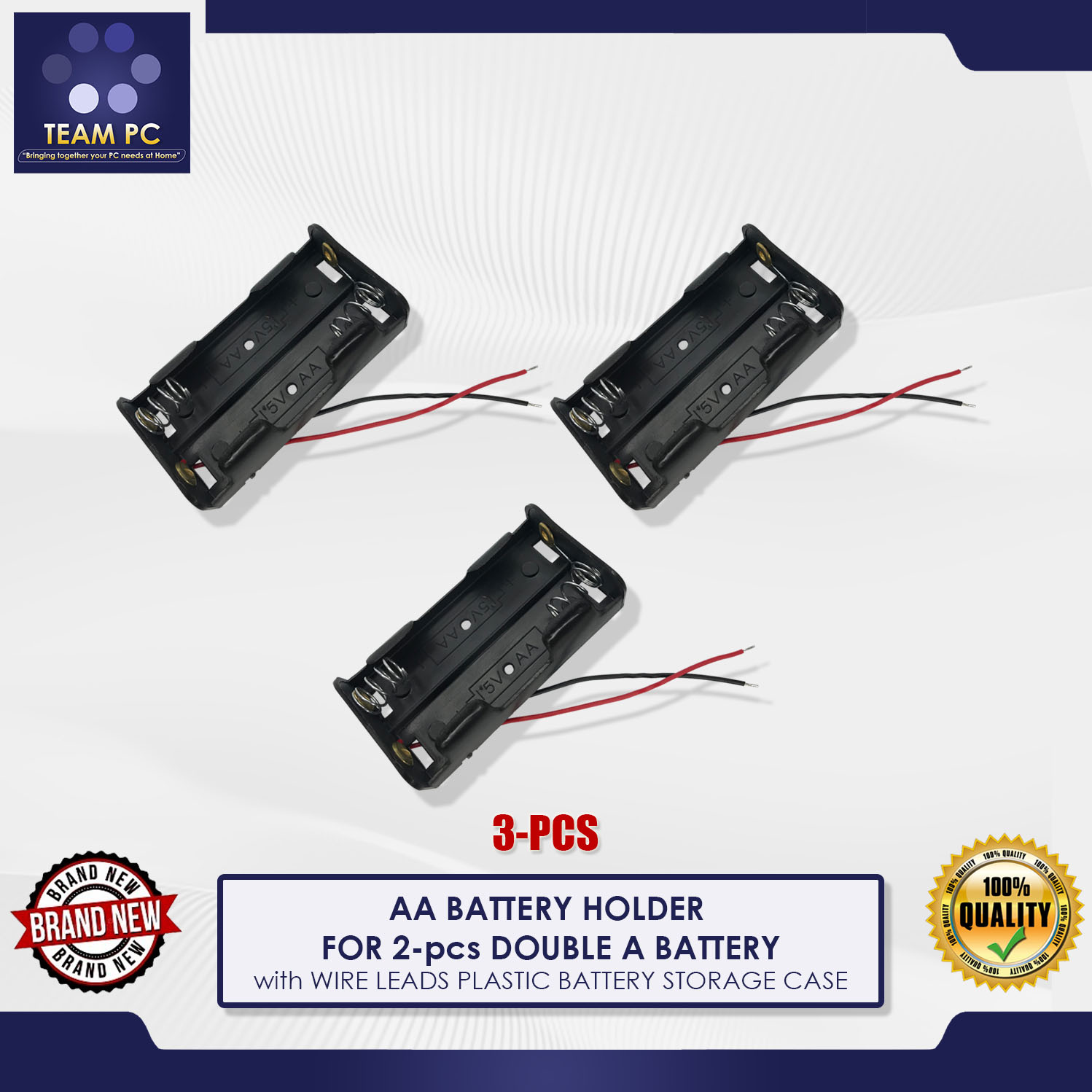AA BATTERY HOLDER FOR 2-pcs DOUBLE A BATTERY, with WIRE LEADS PLASTIC ...