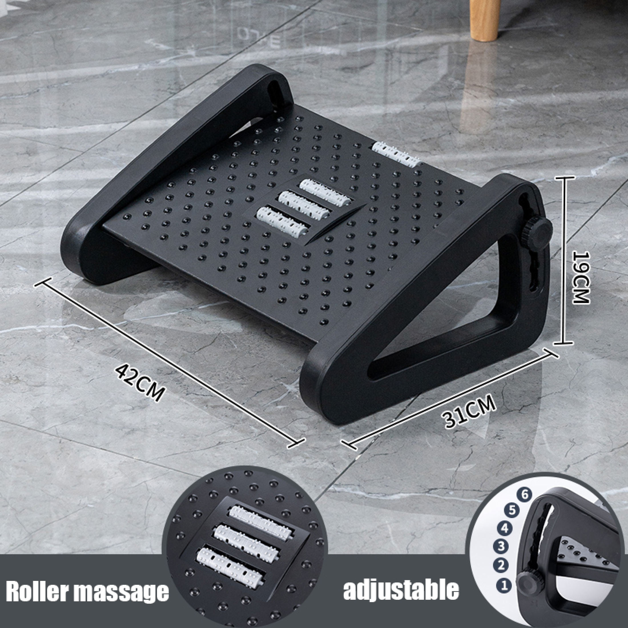 Ergonomic Footrest 2-Level Height Adjustable Angle Office Foot Rest ...