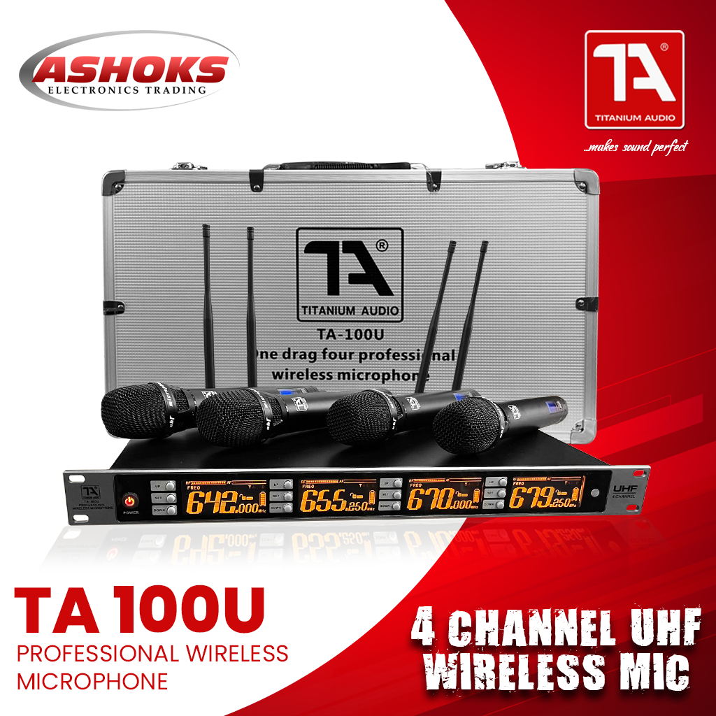 Titanium Audio 100U Wireless Microphone / 4 Channel UHF Wireless Mic ...