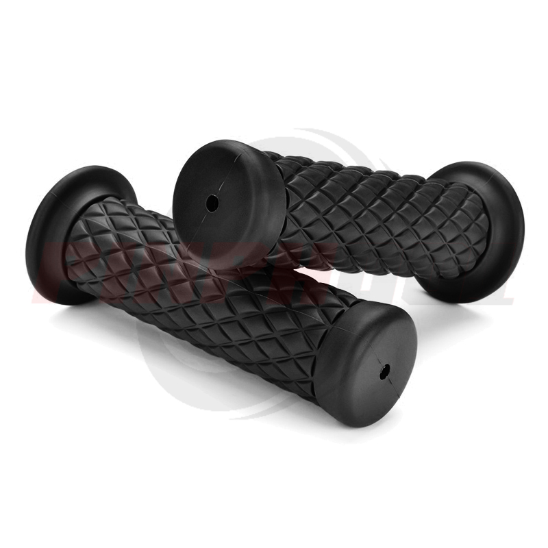 E&M Universal Motorcycle Rubber Handle Grip 22MM Retro Handlebar Grips ...