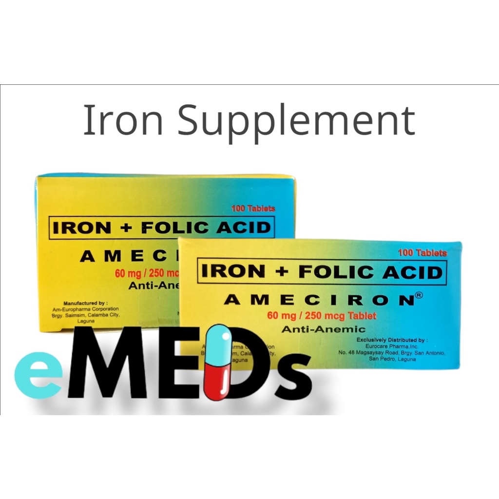 AMECIRON Tablet (IRON FOLIC ACID) 100's/box | Lazada PH