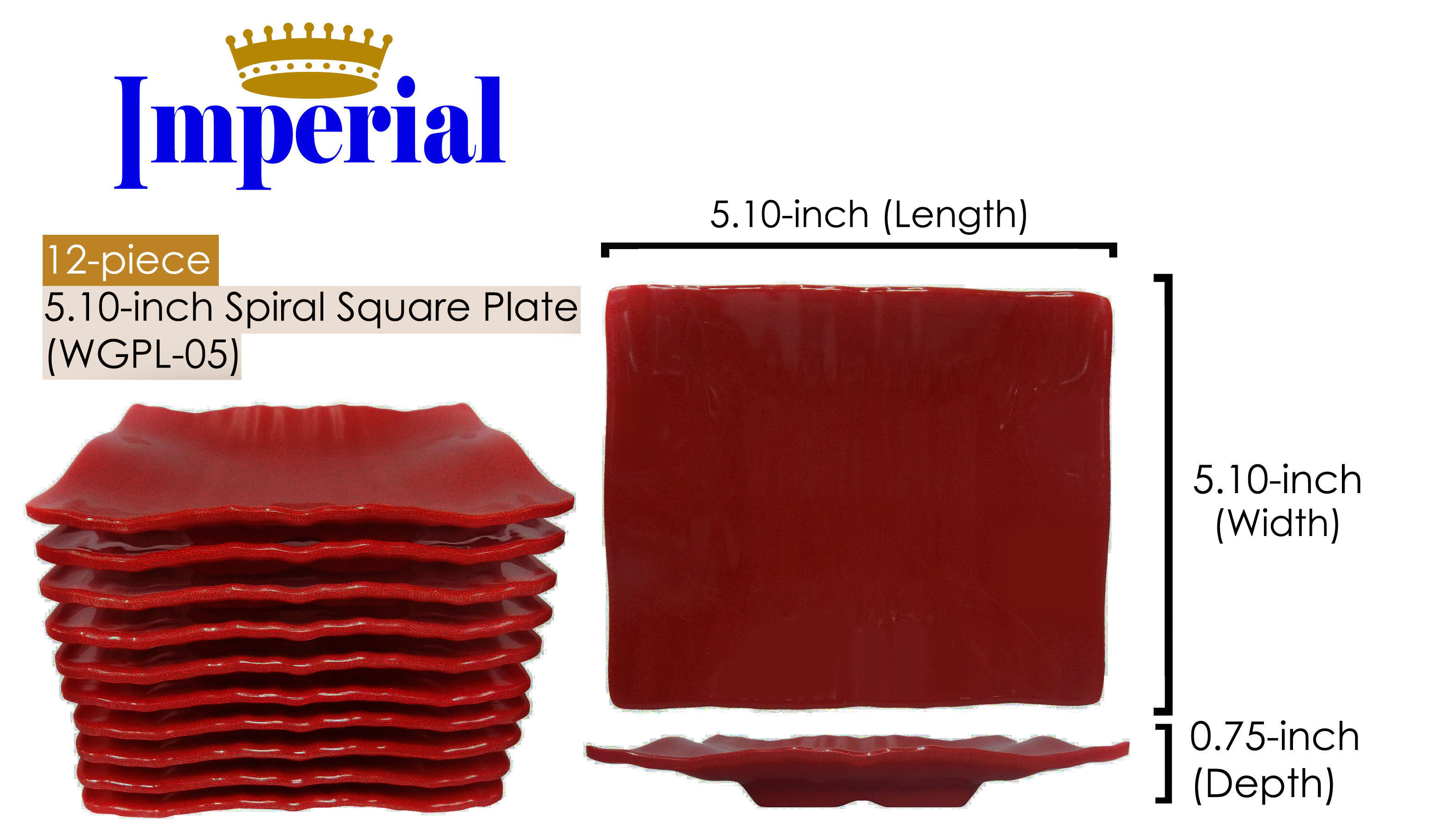 Nippon Ware Imperial 12-piece 5-inch Spiral Square Plate (WGPL-5 ...