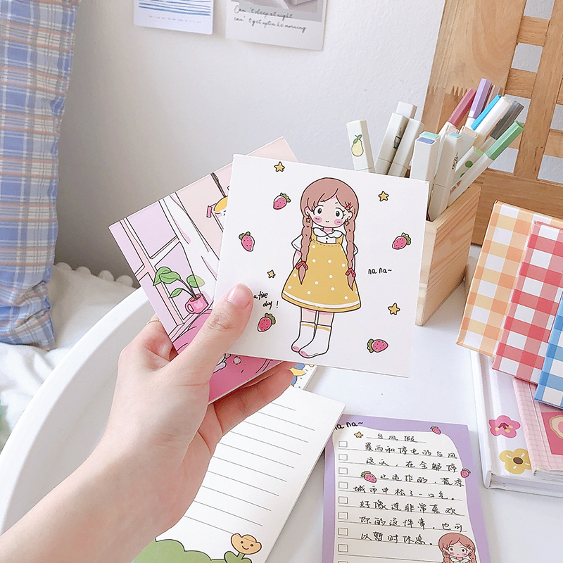 Notebook notebook Tearable sticky notes cute cartoon girl Korea ins ...