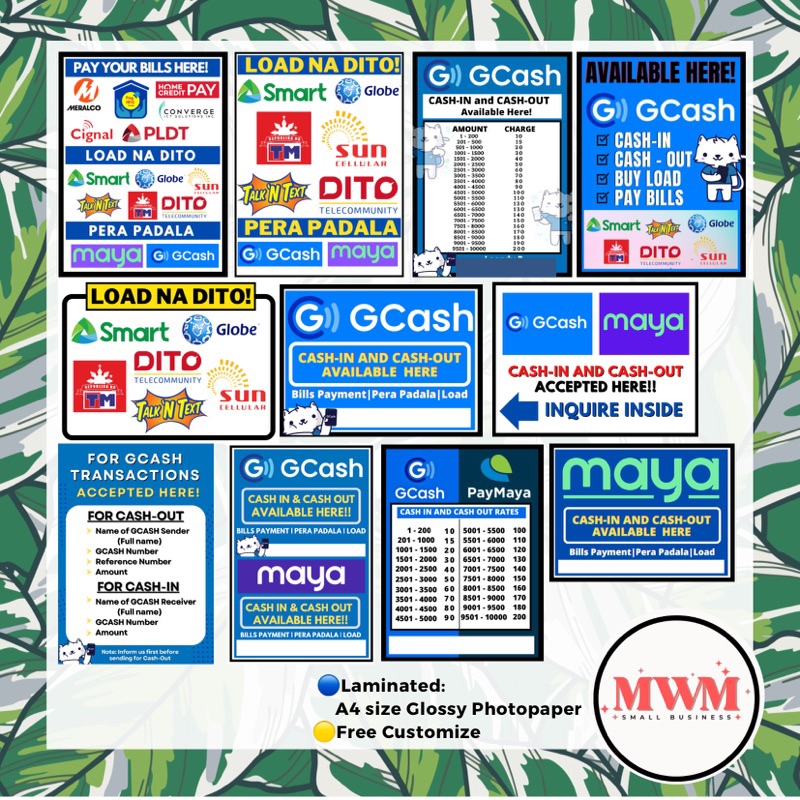GCASH RATE! Laminated Signages(A4 Size Photopaper) | Lazada PH