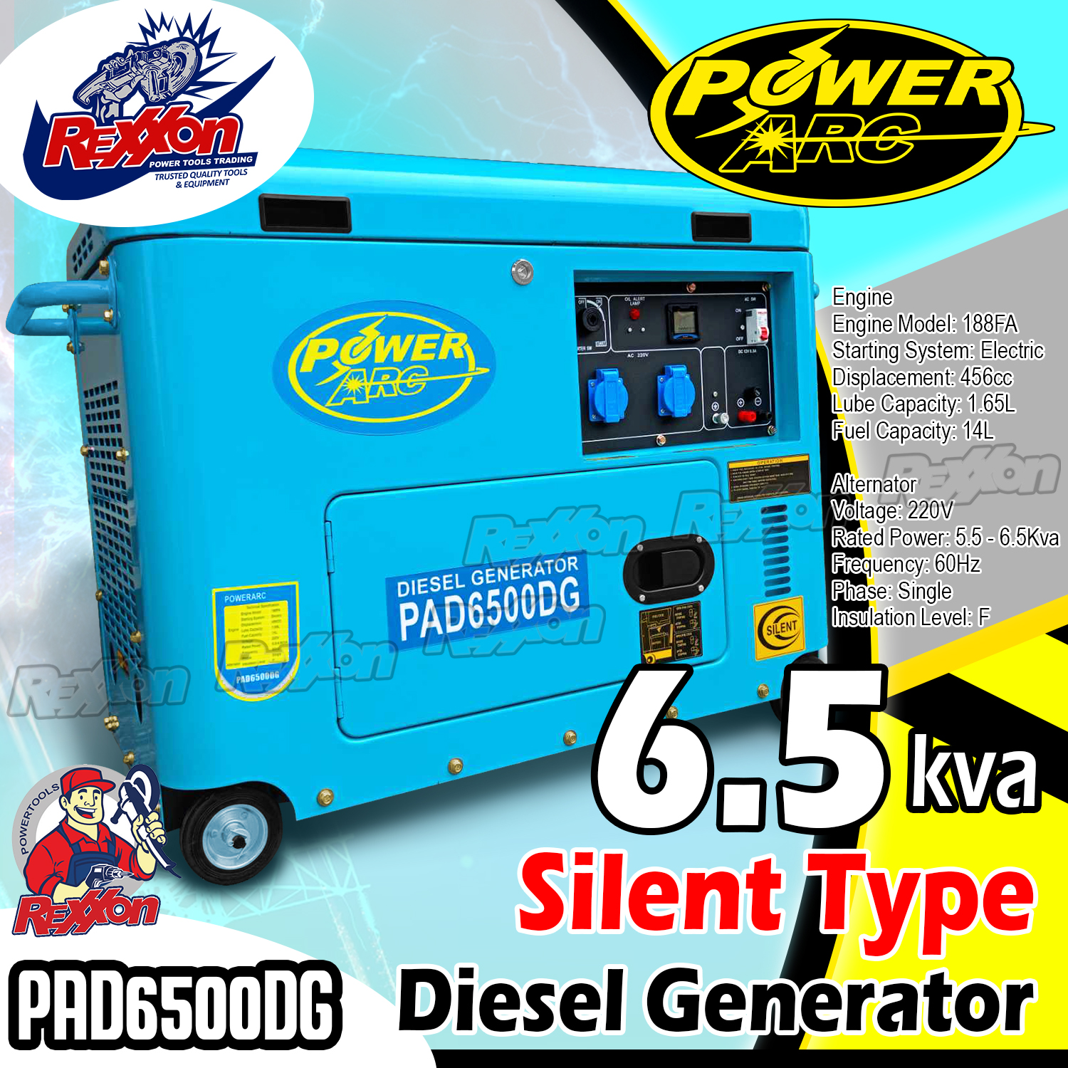 POWER ARC 6.5Kva 4 Stroke Single Phase Silent Type Air-cooled Diesel ...