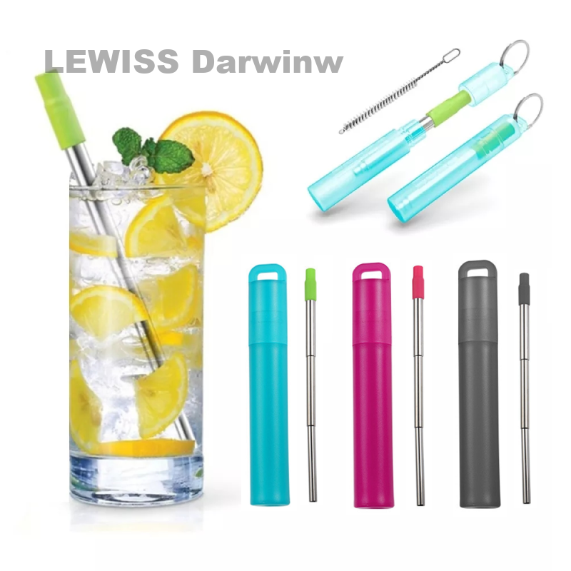 Reusable Metal Straw Collapsible Stainless Steel Straws Portable ...