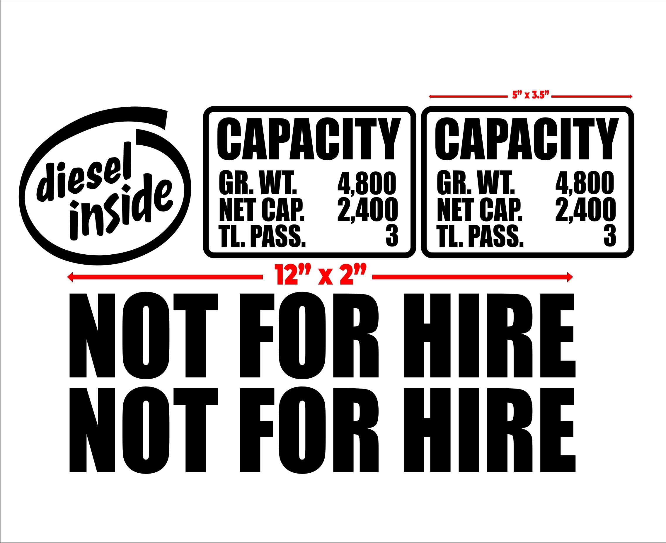 ISUZU ELF / TRUCK VAN CAPACITY AND NOT HIRE VINYL STICKER + FREE DIESEL ...