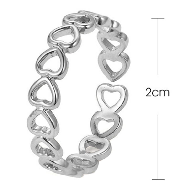 Hollowed-Out Heart Shape แหวนปรับขนาดได้ออกแบบน่ารักแฟชั่น Love ...