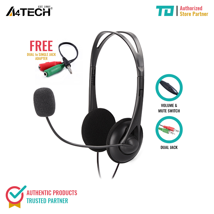 A4Tech HS-6 iChat Headset with Noise Reduction Mic and Volume, Mic ...