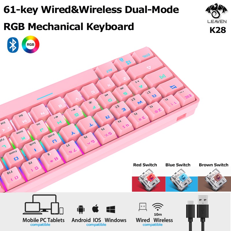 Royal Kludge RK61 K28 Dual Mode 60- RGB Mechanical Gaming Keyboard Bluetooth And Wired | Lazada PH