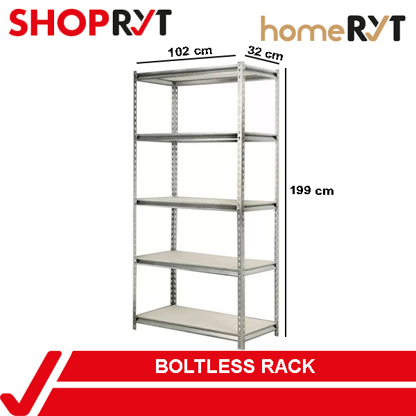 ShopRYT Boltless Rack Metal Shelves 40*100*200cm (White) Heavy Duty 5 ...
