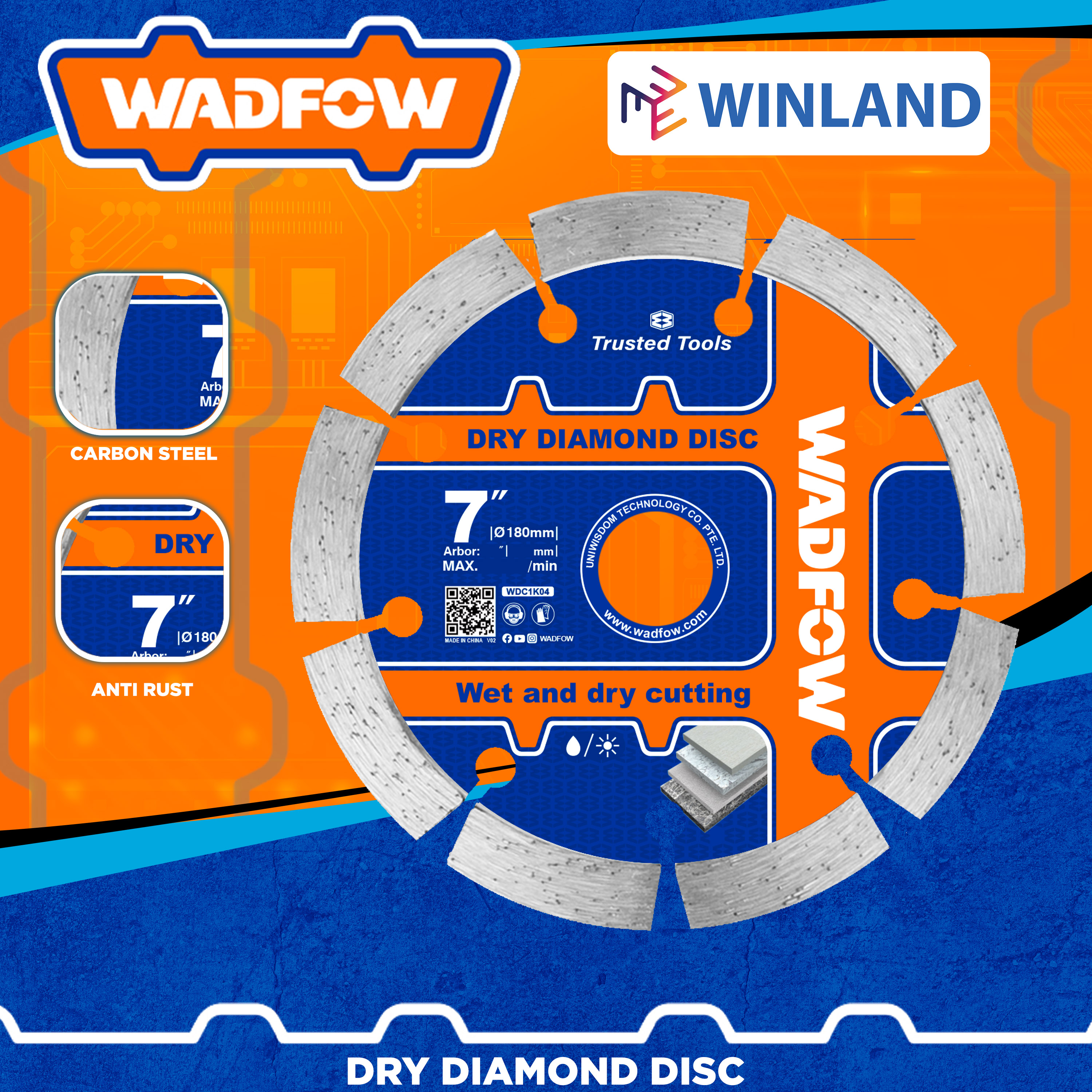 WADFOW by Winland 4inch-7inch Wet & Dry Diamond Disc for Bricks ...