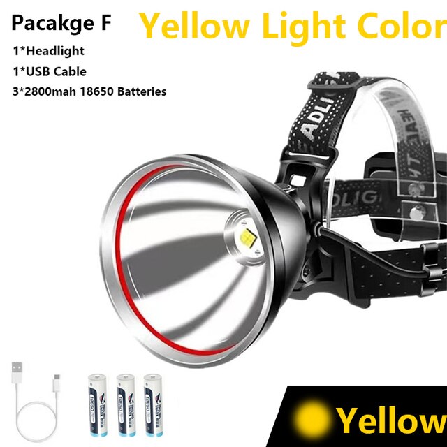 【With 3*Battery】500000LM 1000M Super Bright headlamp rechargeable water ...