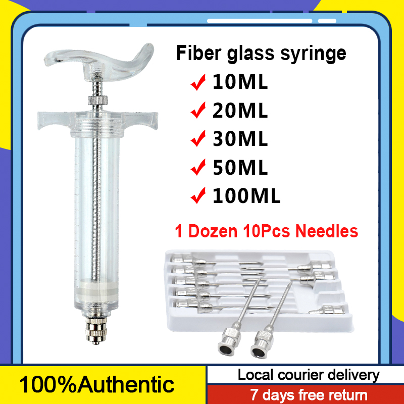 10/20/30/50/100ML Fiber glass syringe Heavy duty Veterinary syringe ...