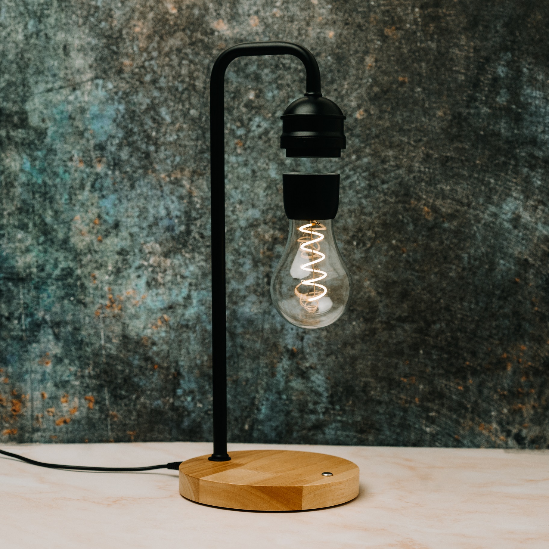 Wooden Base Maglev Table Lamps Magnetic Levitating LED Light Bulb ...