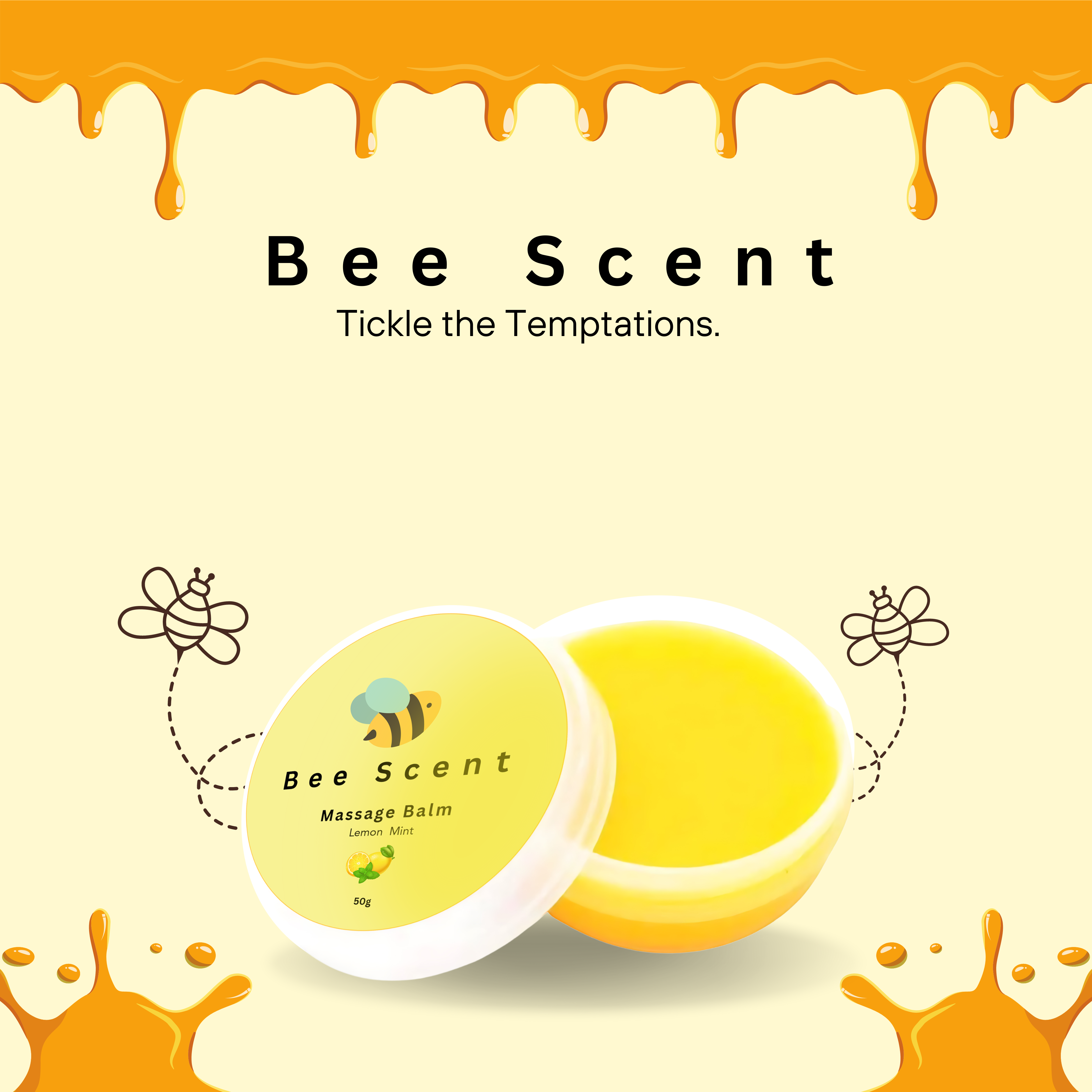 Bee Scent Massage Balm Ointment Lemon and Lavander Mint 50g For ...