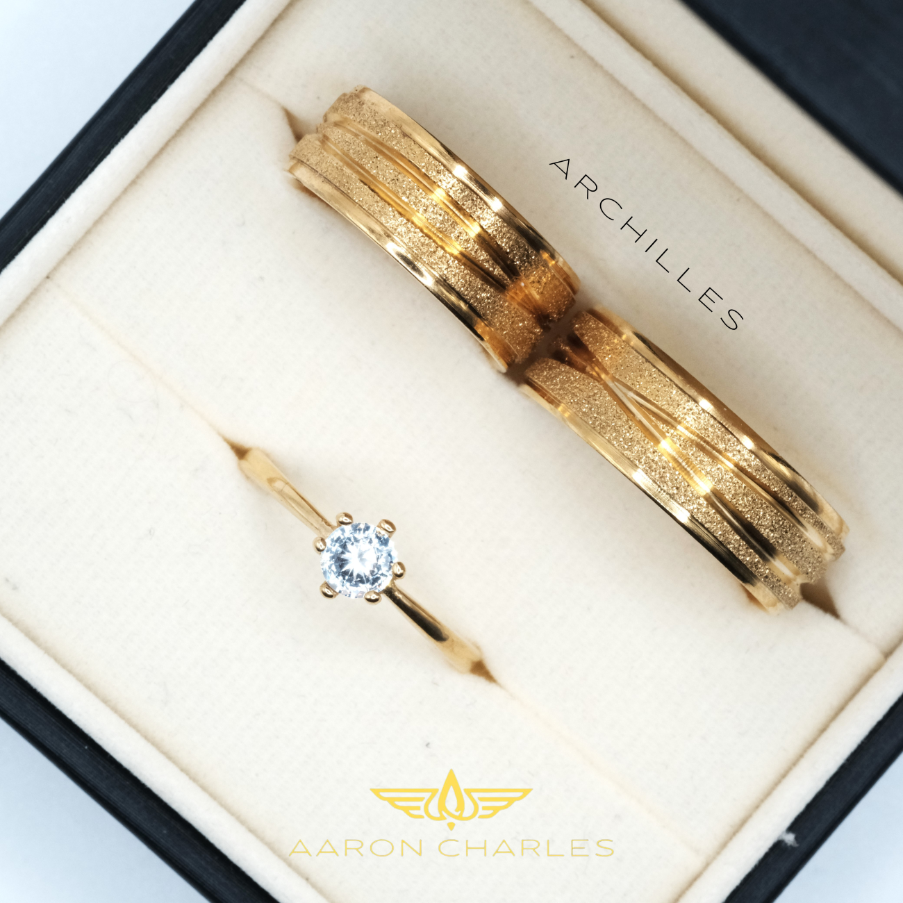 [AC] 3 in 1- Free Engraved Name Wedding Rings with Free Engagement Ring ...